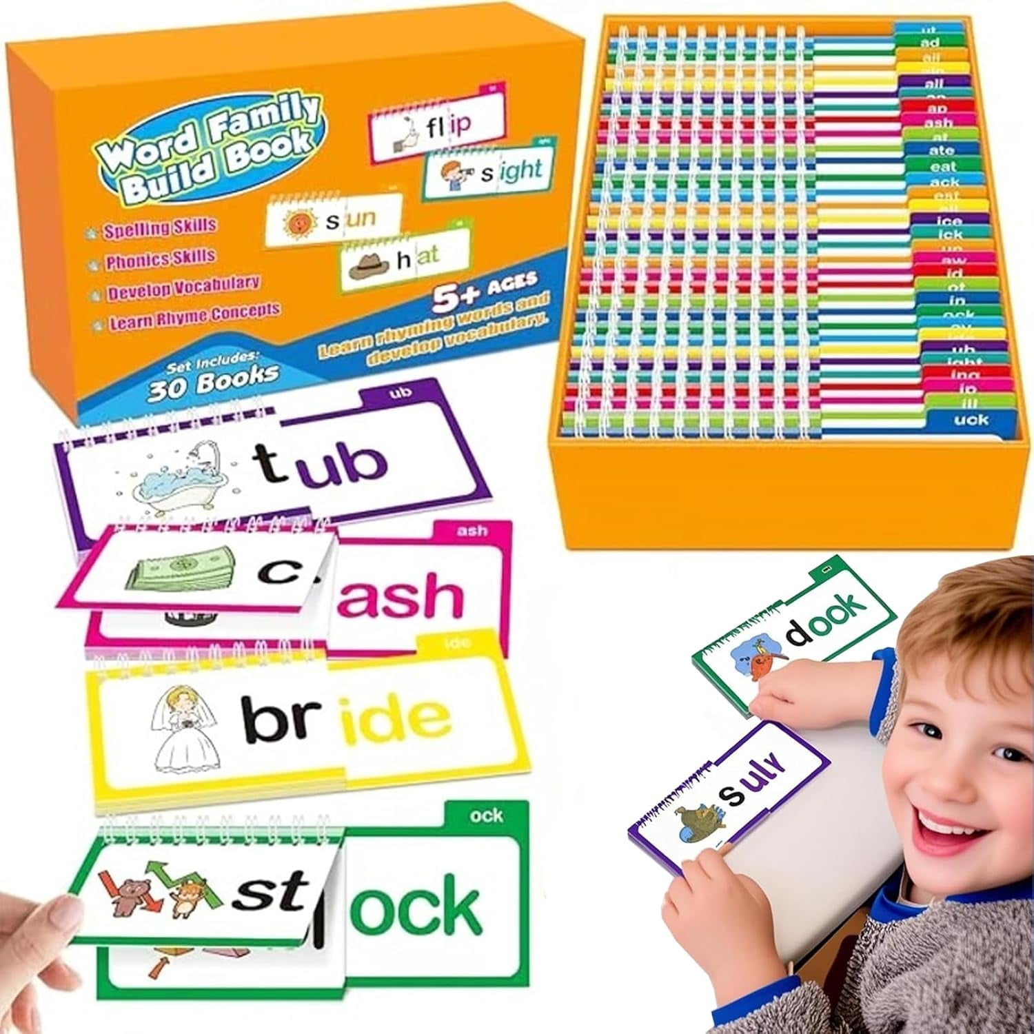 30 Read and Rhyme Flip Books,2025 New Vocabulary Flash Cards,Word ...