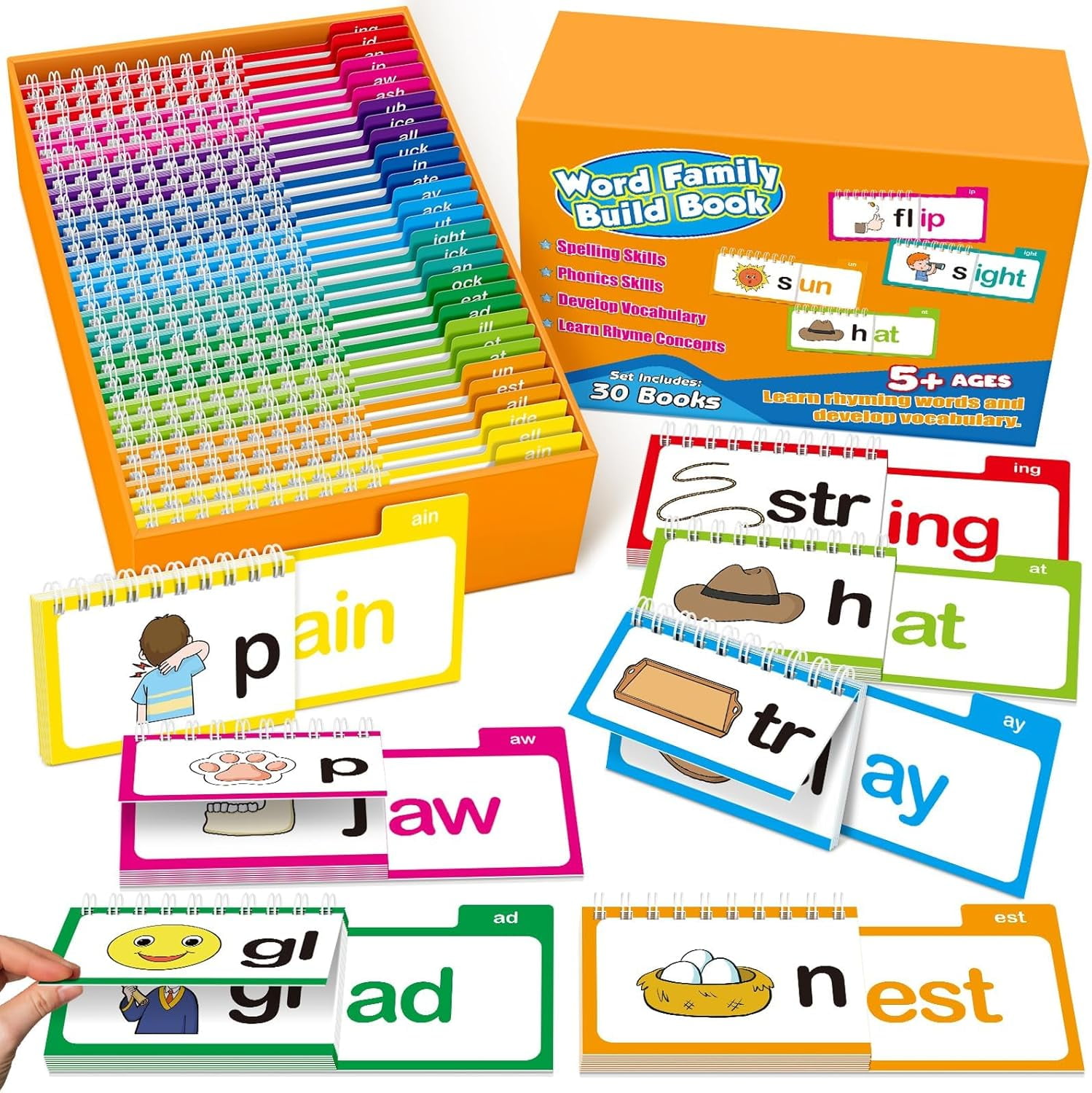 30 Read and Rhyme Flip Books, Sight Words Flash Cards Kindergarten ...