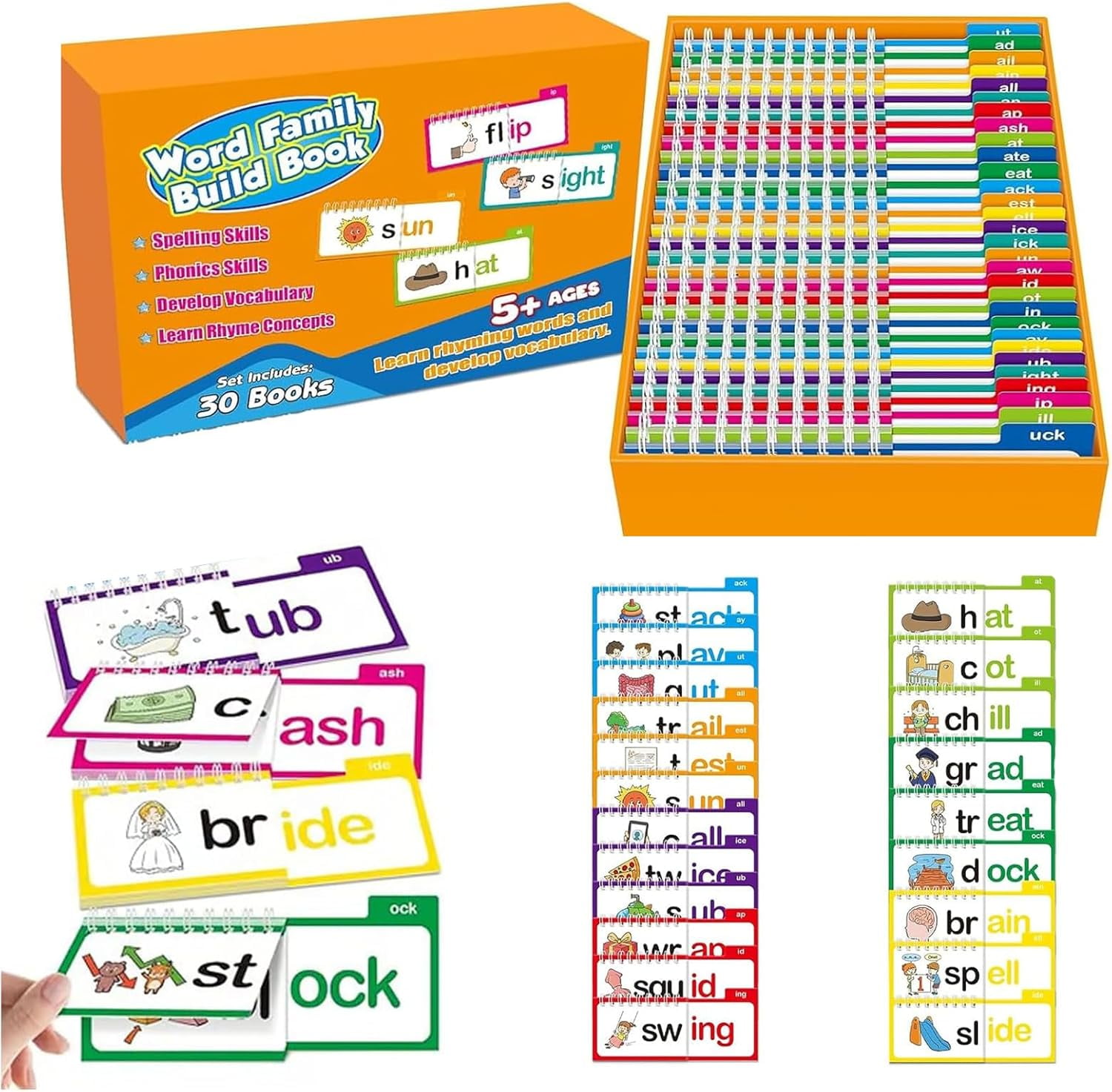 30 Read and Rhyme Flip Books,Word Families Flash Cards,Word Family Flip ...