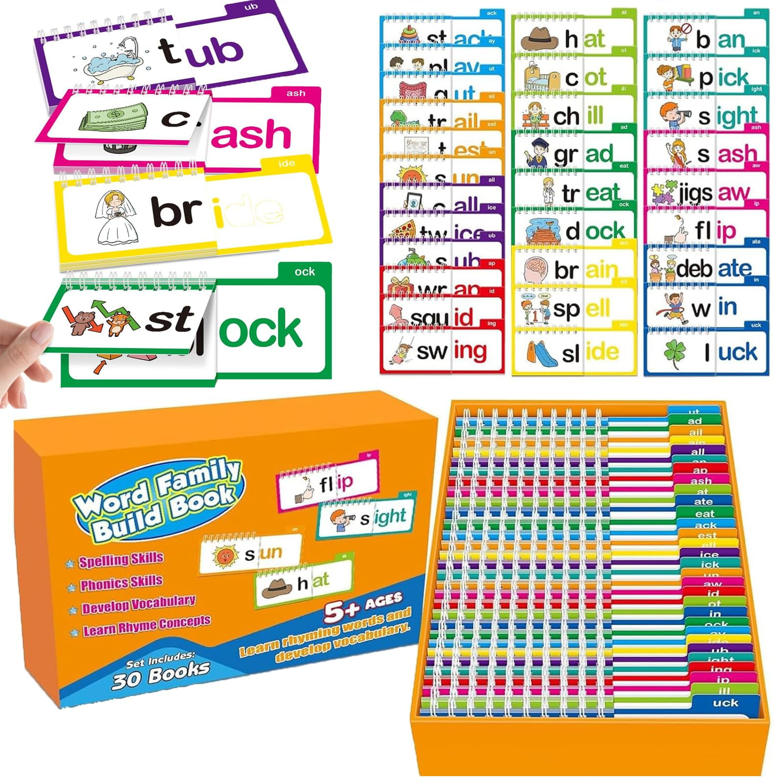30 Read and Rhyme Flip Books, Word Families Flip Book Paper, ABC ...