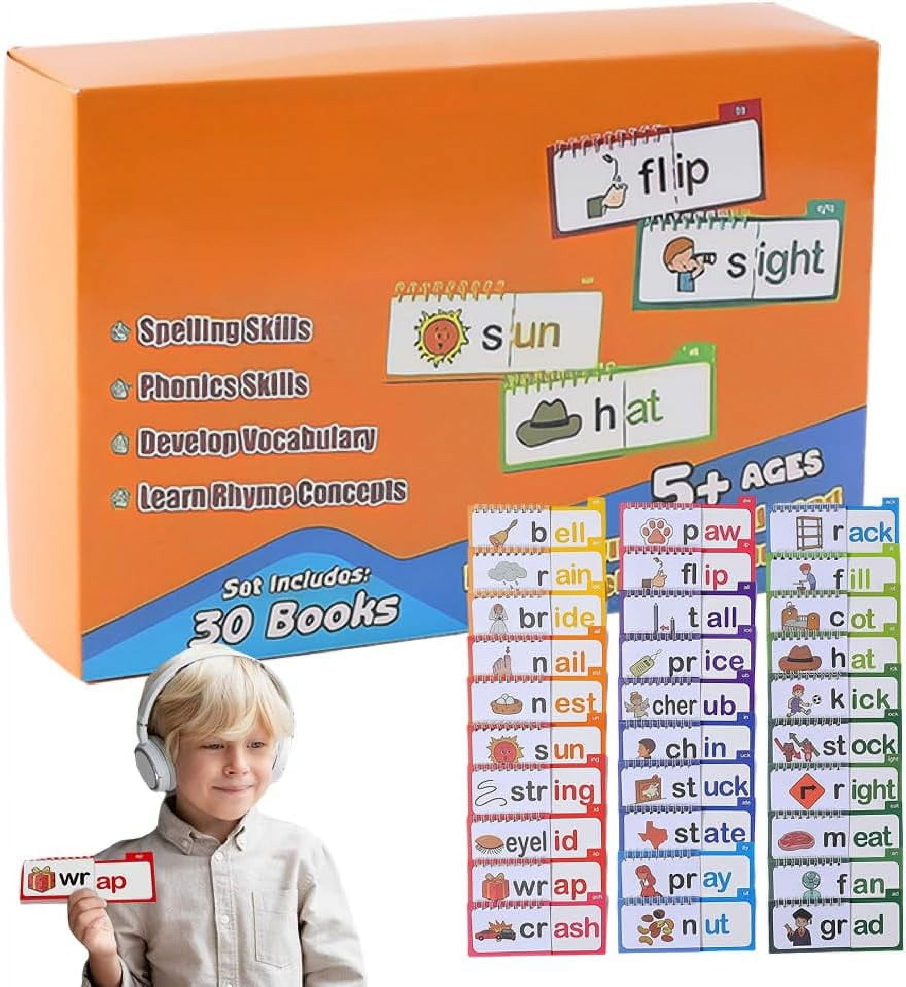 30 Read and Rhyme Flip Books, Word Families, Letter Sounds Flash Cards ...