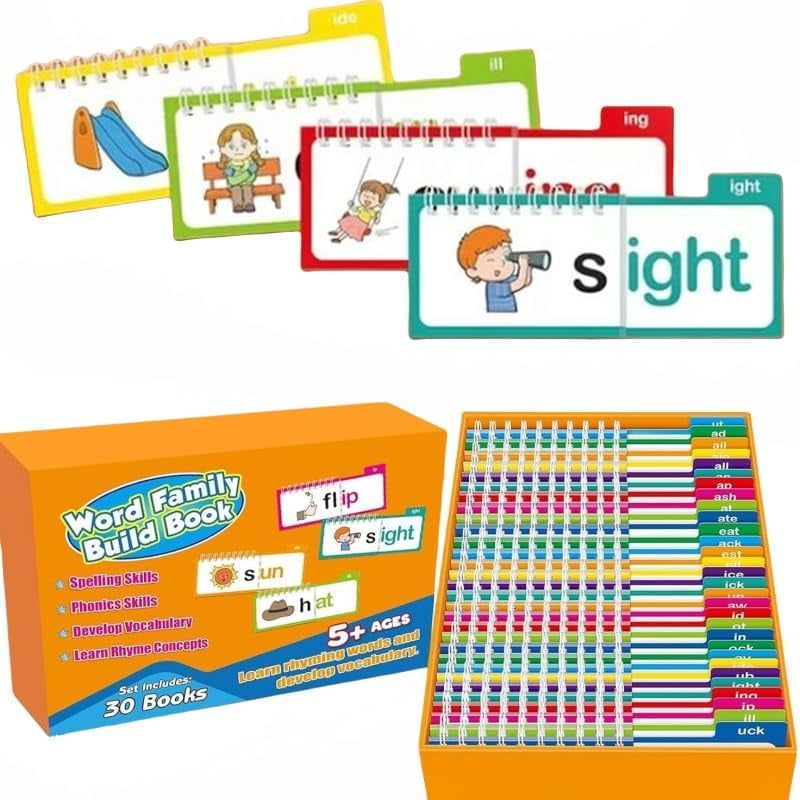 30 Read and Rhyme Flip Books, Word Families, Letter Sounds Flash Cards ...