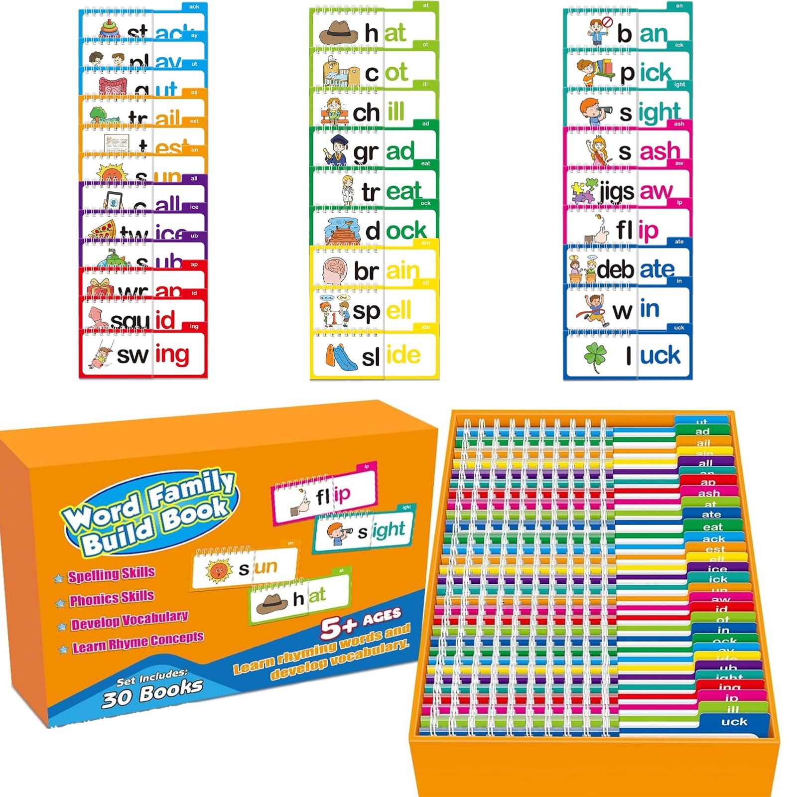 30 Read and Rhyme Flip Books, Word Family Build Book, Word Families ...