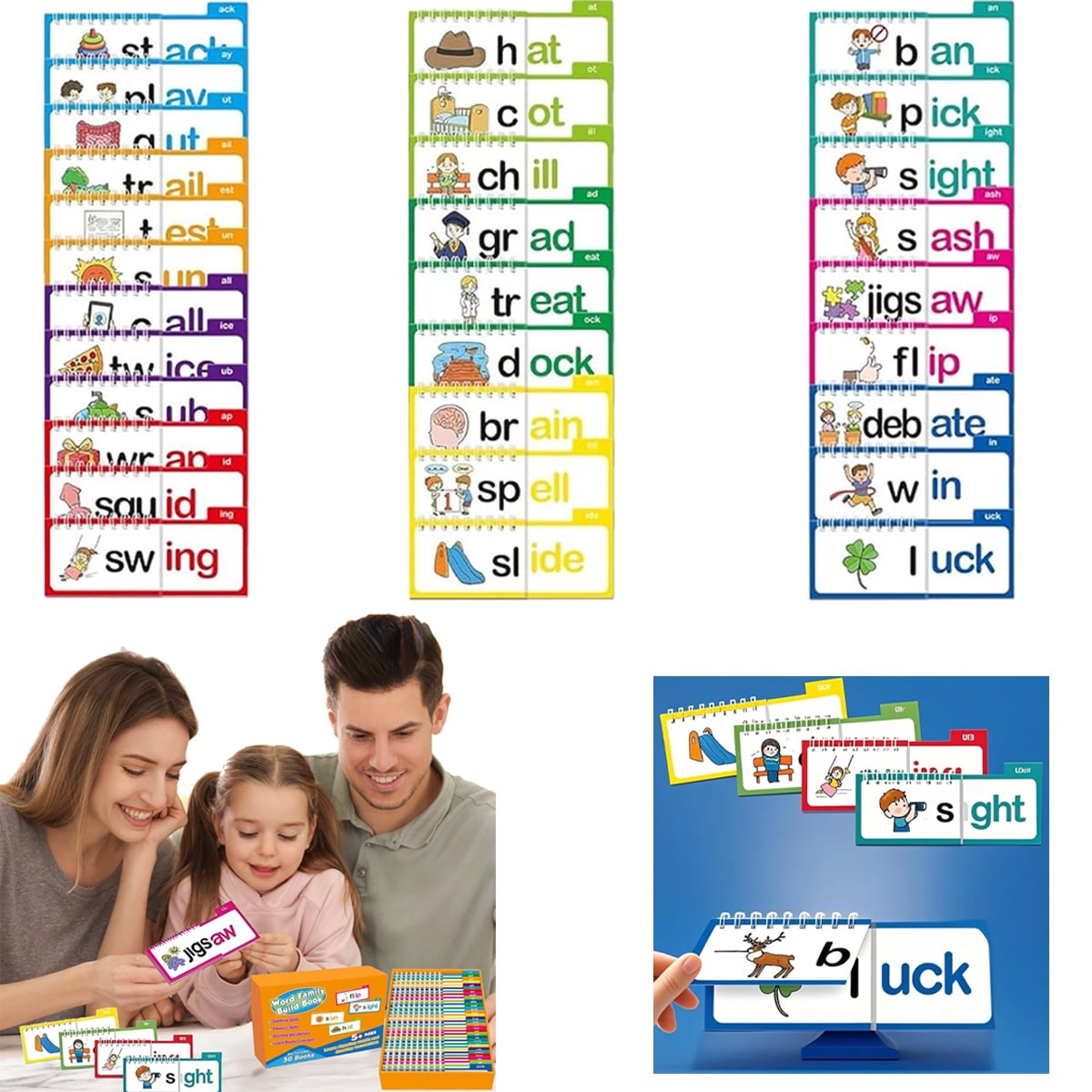 30 Read and Rhyme Flip Books, Word Family Build Book, Word Family Flip ...