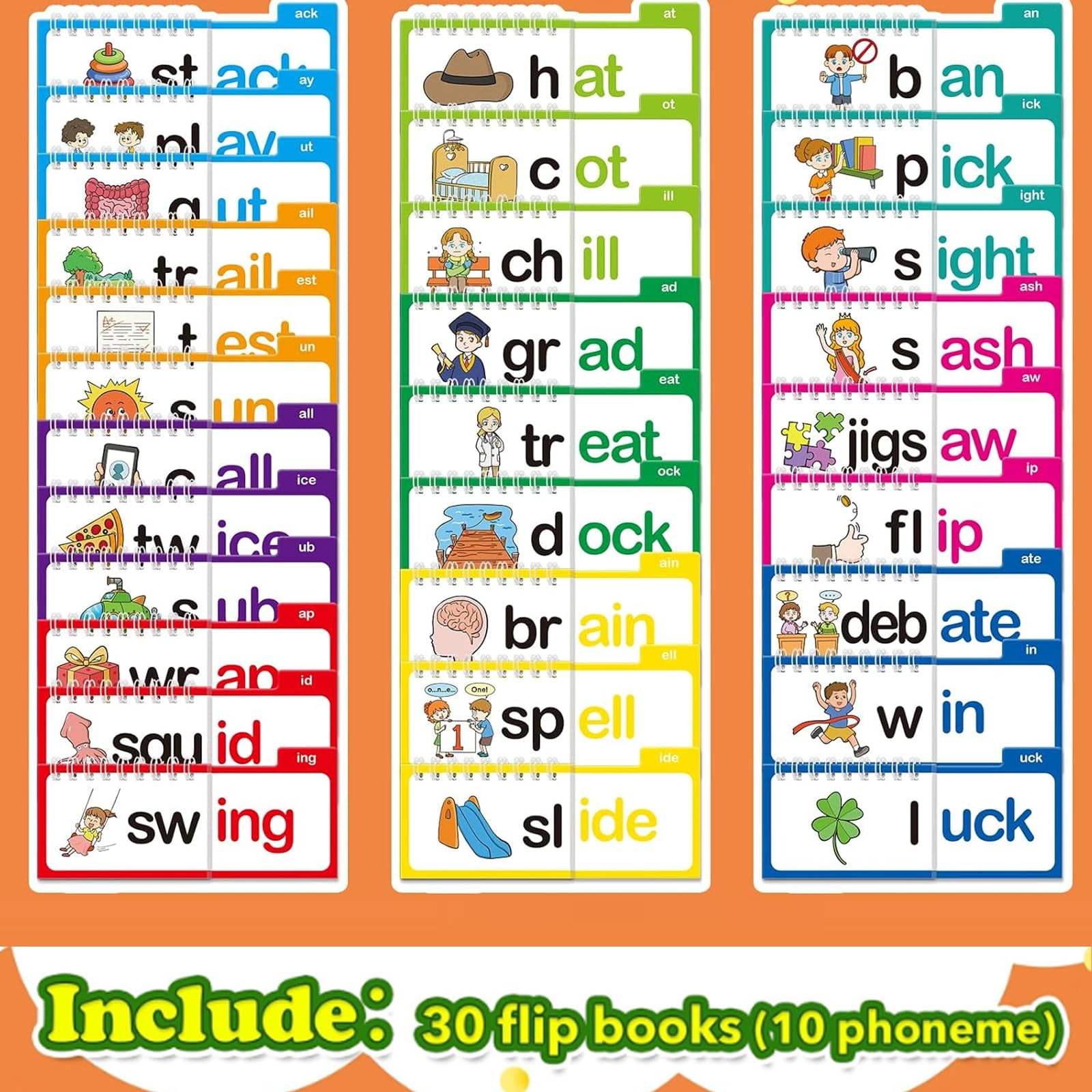 30 Read and Rhyme Flip Books, Word Family Build Book, Word Family Flip ...