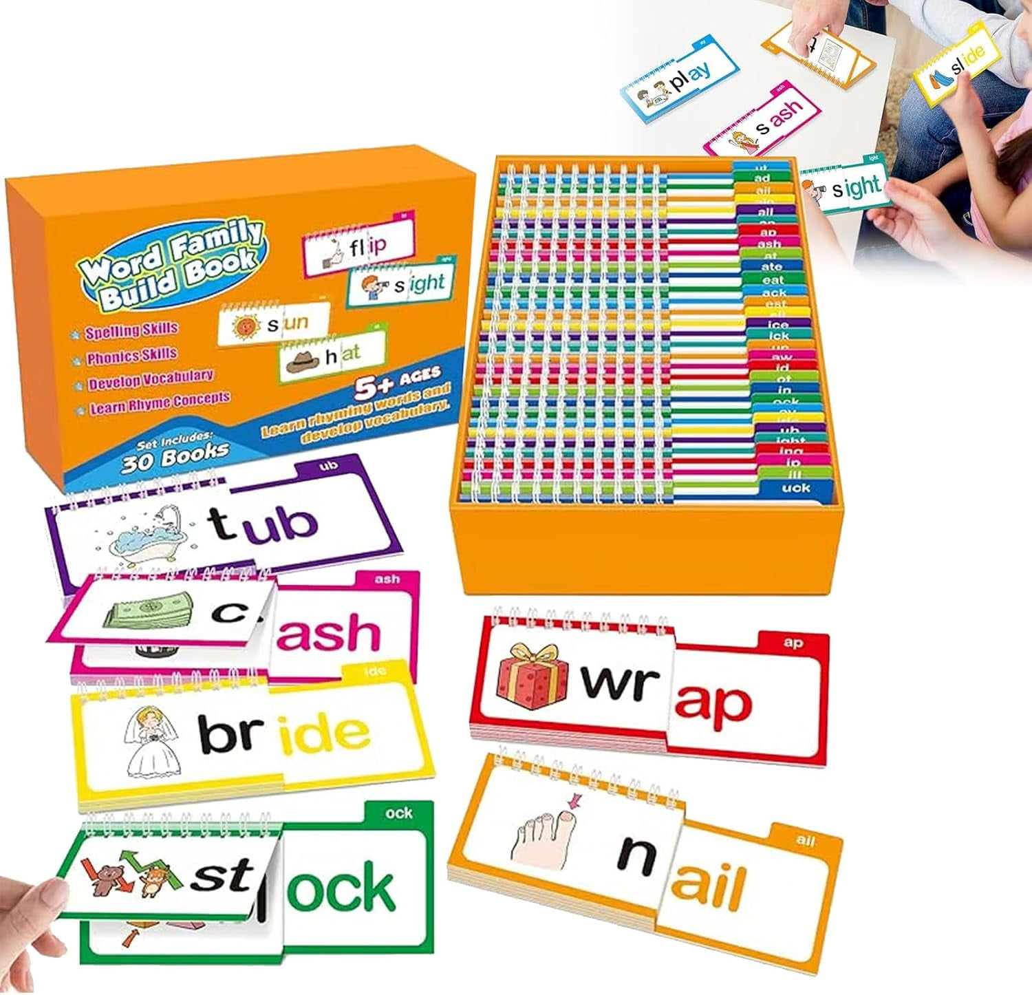 30 Read and Rhyme Flip Books, Word Family Flip Books, ABC Vocabulary ...