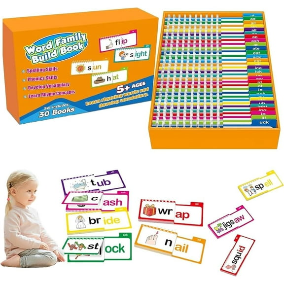 30 Read and Rhyme Flip Books, Reading Flip Book, Word Family Build Book ...