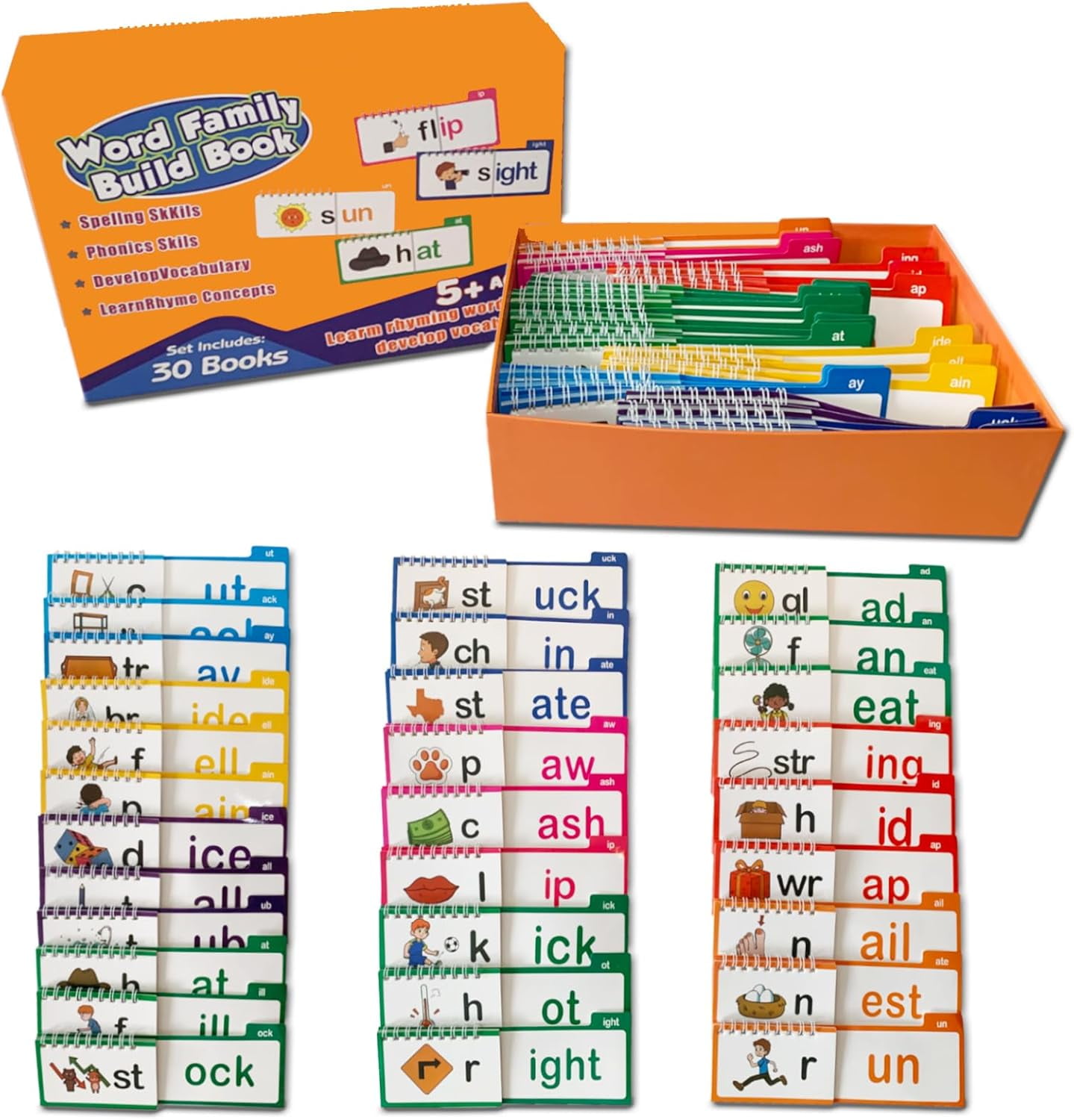 30 Read and Rhyme Flip Books, Reading Flip Book, Word Family Build Book ...