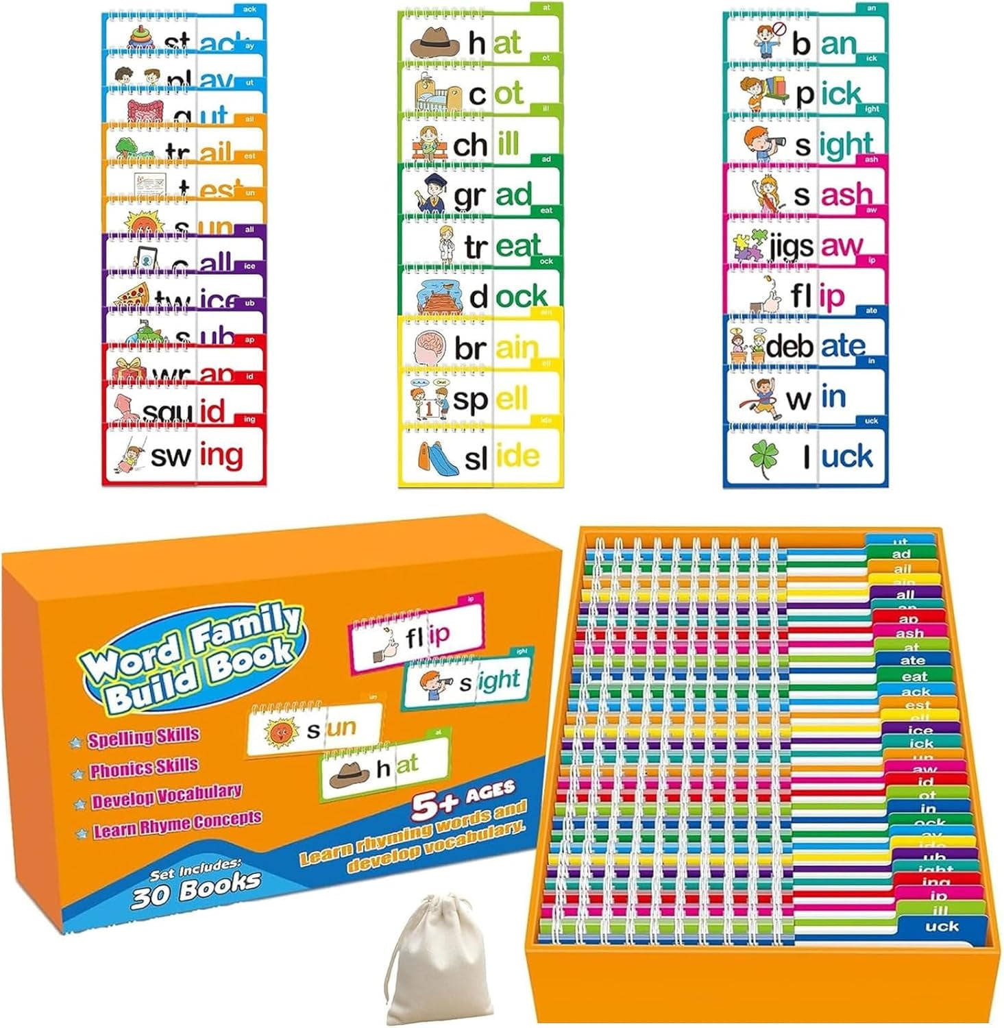 30 Read and Rhyme Flip Books,Word Family Build Book,ABC Vocabulary ...