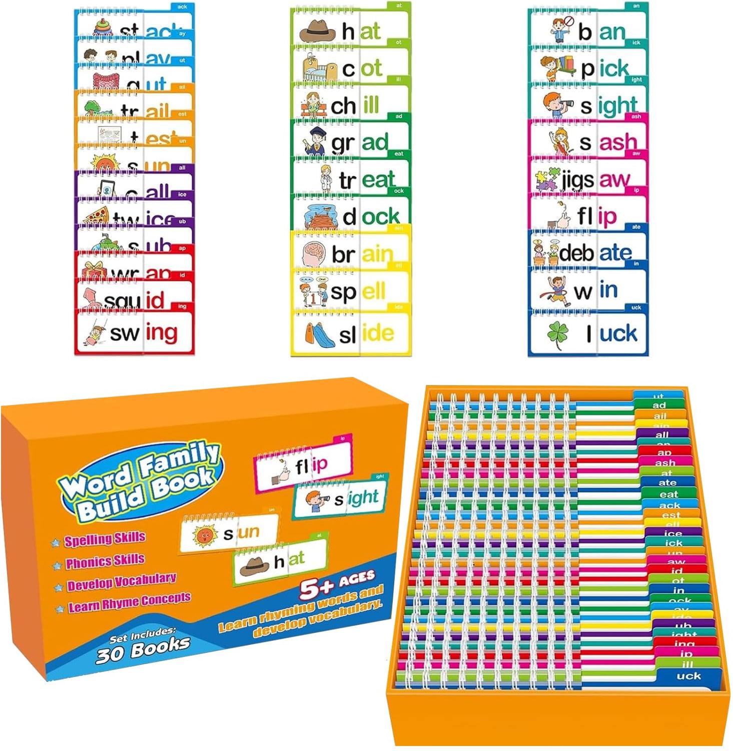 30 Read and Rhyme Flip Books, Word Families Flash Cards, Word Family ...