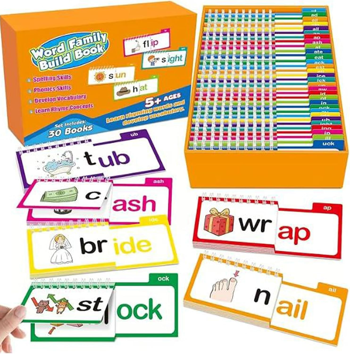 30 Read and Rhyme Flip Books, Word Families Flash Cards, Word Family ...