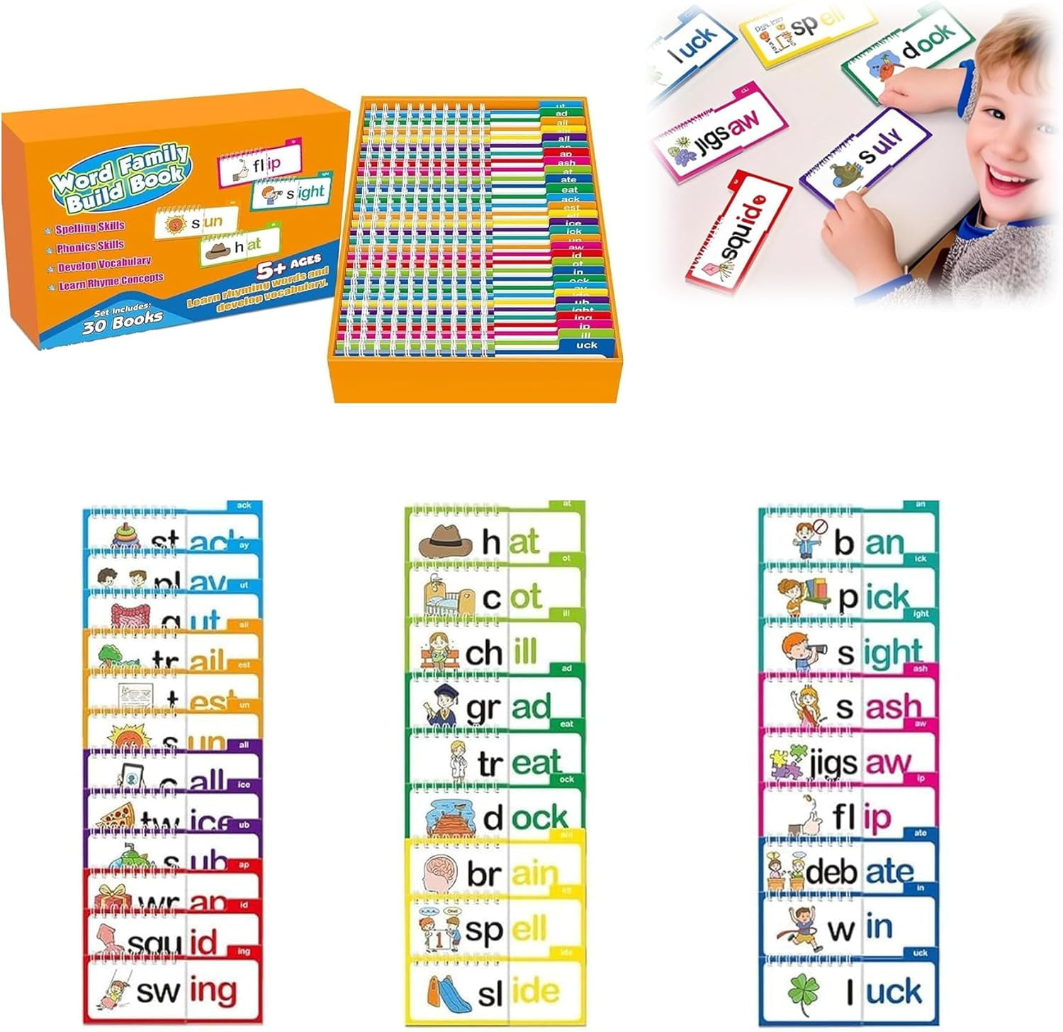 30 Read and Rhyme Flip Books, Word Family Flip Books, ABC Vocabulary ...