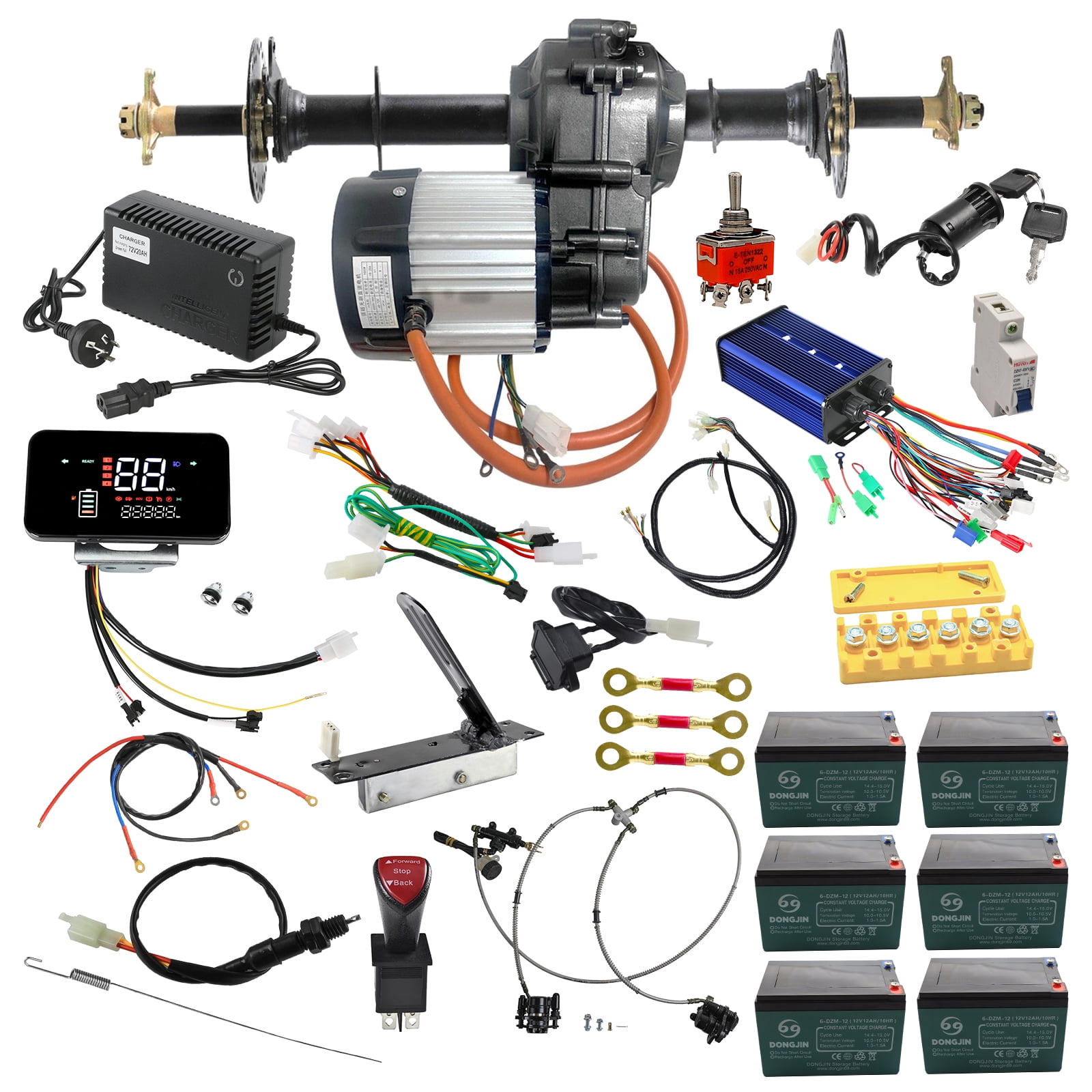 30" Rear Differential Axle Kit 72V 1500W Electric Motor Controller ...