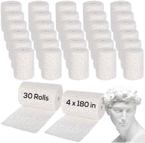 30 Rolls Plaster Bandages for Art, 4 x 180 in Gauze Plaster Rolls Bulk ...