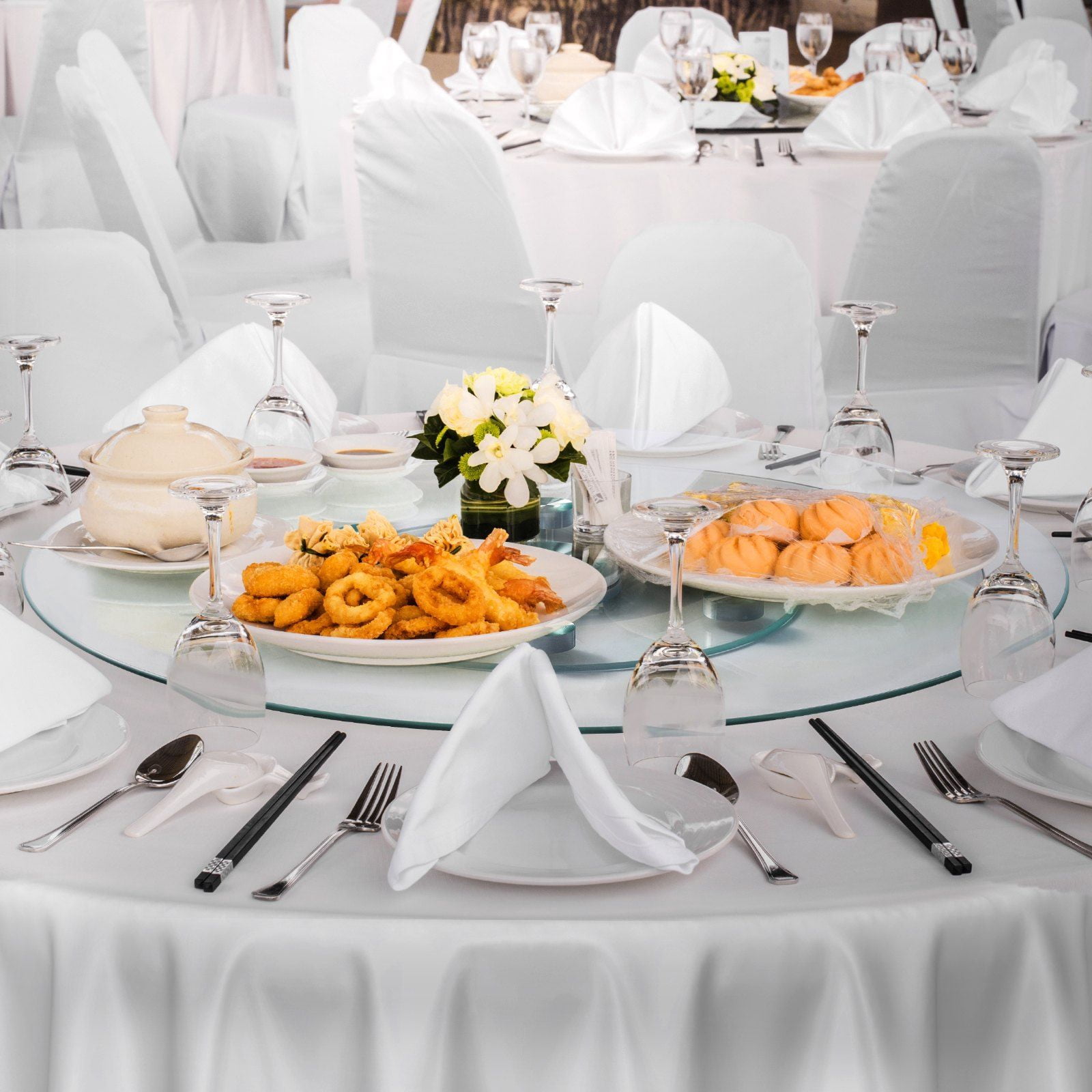 30"Rotating Tray for Dining Table,360° Spinning Lazy Susan with 6 ...
