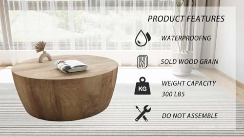 30" Round Coffee Table Wood Coffee Tables for Living Room Farmhouse ...