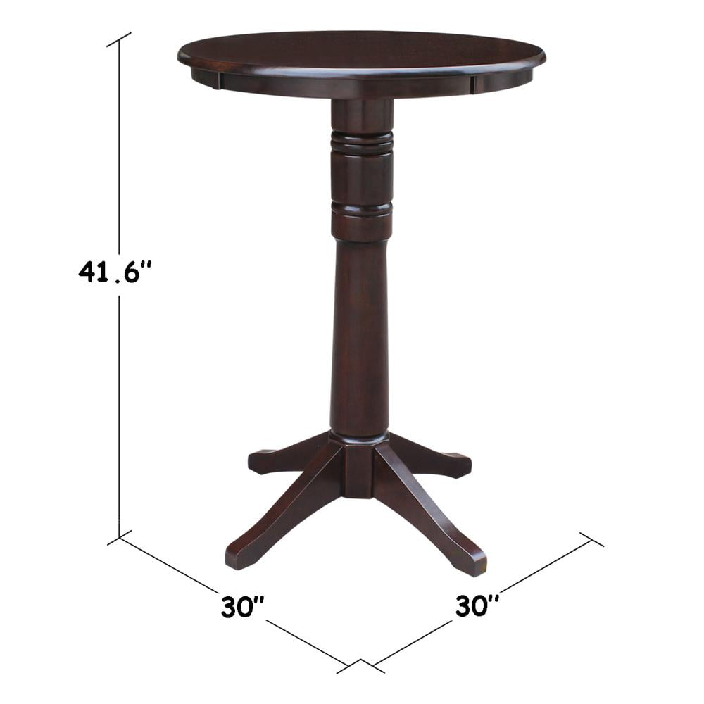 30" Round Pedestal Bar Height Table - Mocha - Walmart.com
