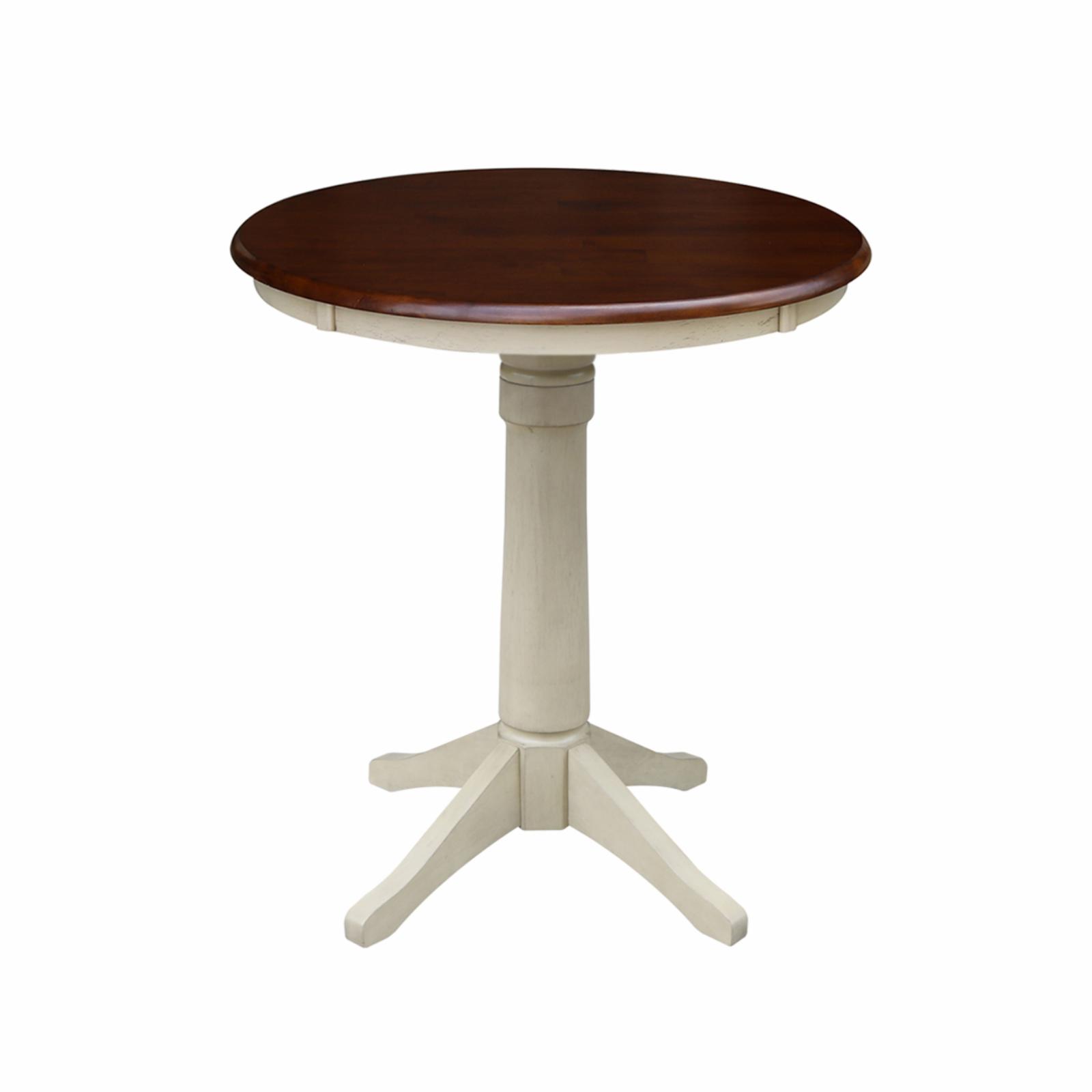 30" Round Pedestal Counter Height Table - Almond/Espresso - Walmart.com