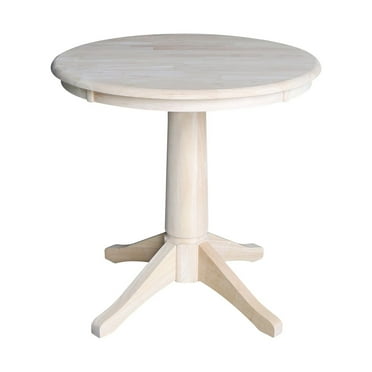 30" Round Solid Wood Counter Height Pedestal Dining Table in Black by ...