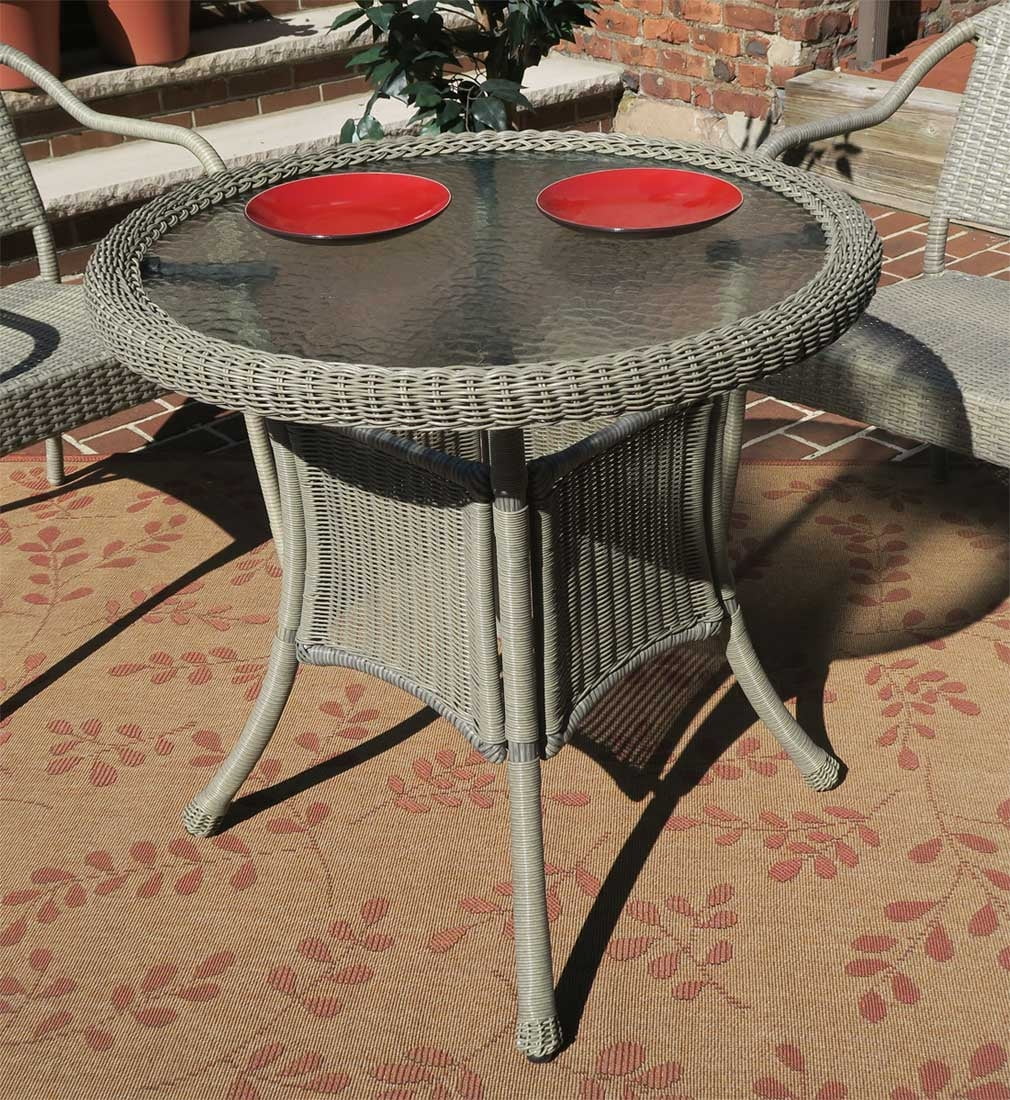 30 Round Resin Bistro Table w/Glass TopNo Umbrella Hole - Walmart.com