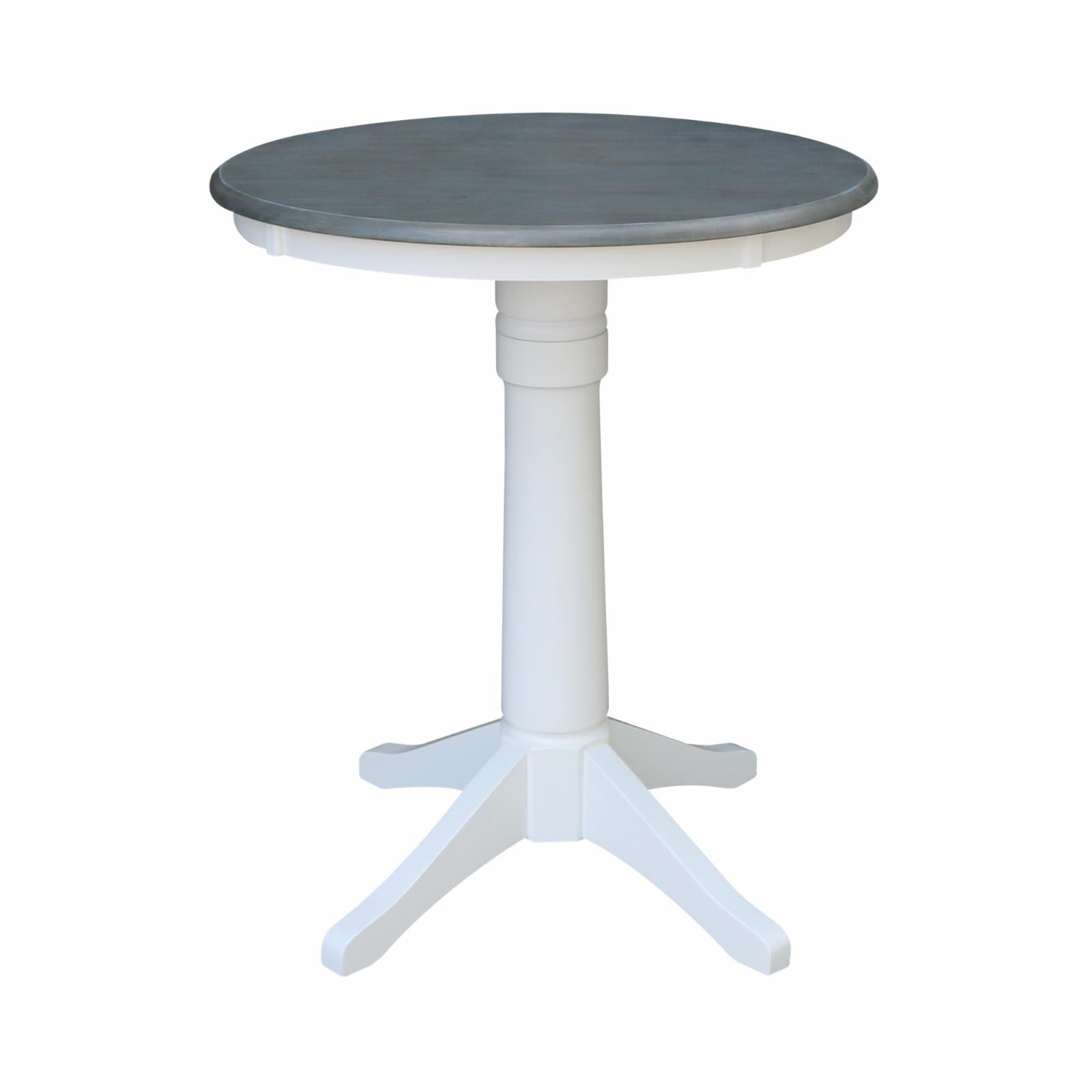 30" Round Solid Wood Counter Height Pedestal Dining Table in White ...