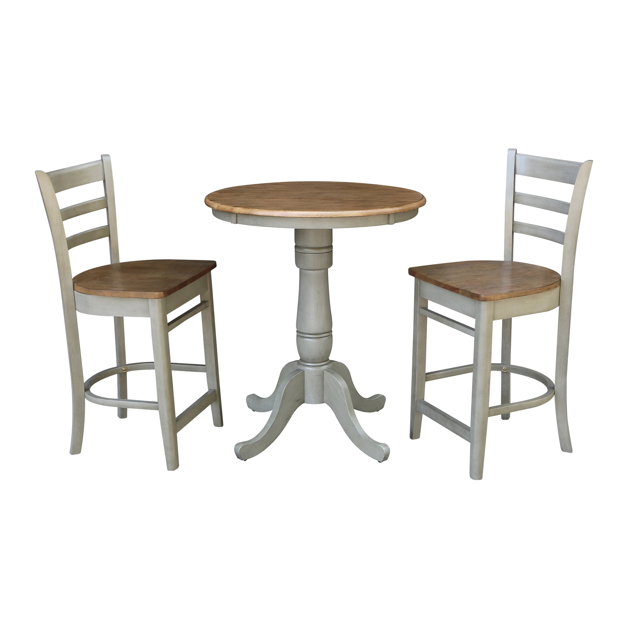 30'' Round Solid Wood Counter Height Pedestal Dining Table with 2 Emily ...