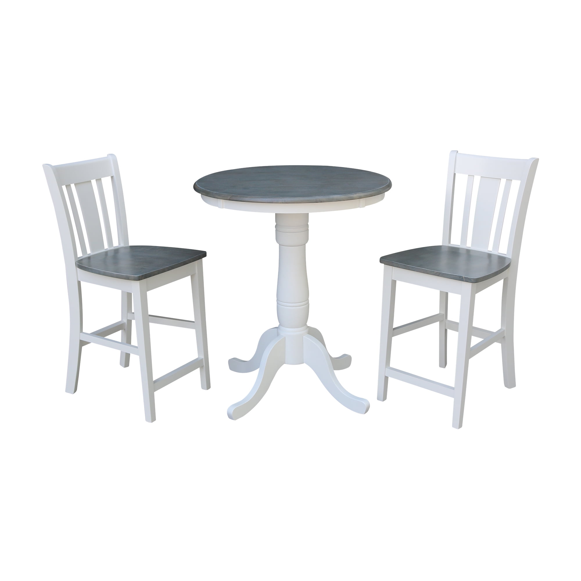 30'' Round Solid Wood Counter Height Pedestal Dining Table with 2 San ...