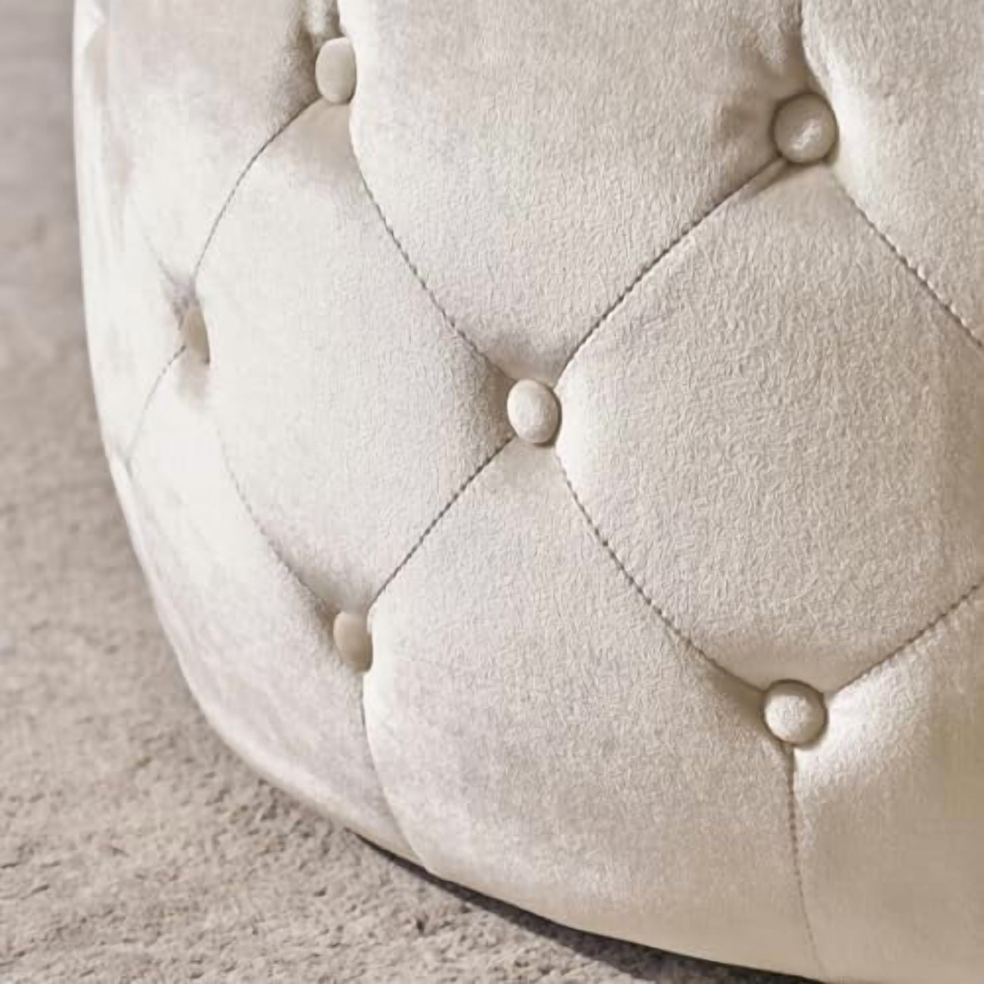 30" Round Velvet Ottoman Coffee Table, Button Tufted Coffee Table with ...