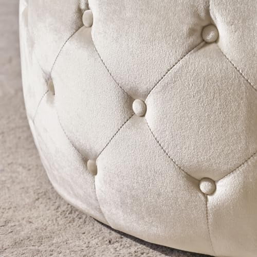 30" Round Velvet Ottoman Coffee Table, Button Tufted Coffee Table with ...
