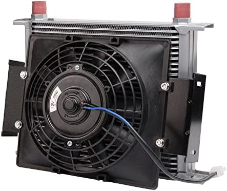 30 Row 10AN Engine Transmission Oil Cooler + 7" Fan With Fixed Oil ...