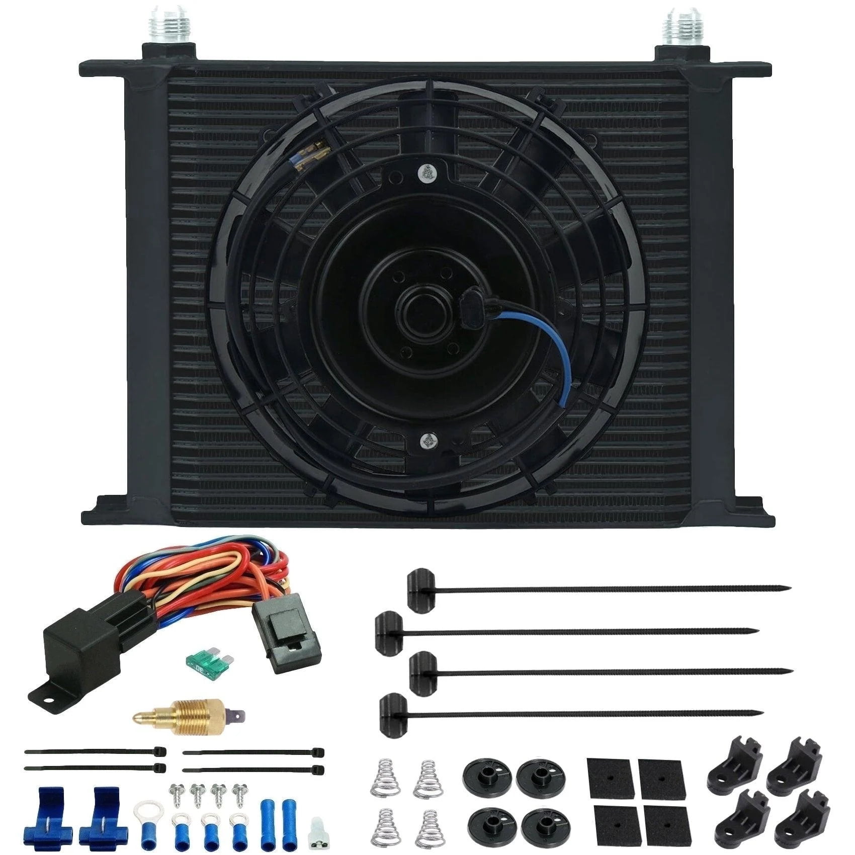 30 Row Transmission Oil Cooler Electric Fan Grounding Thermostat Switch ...