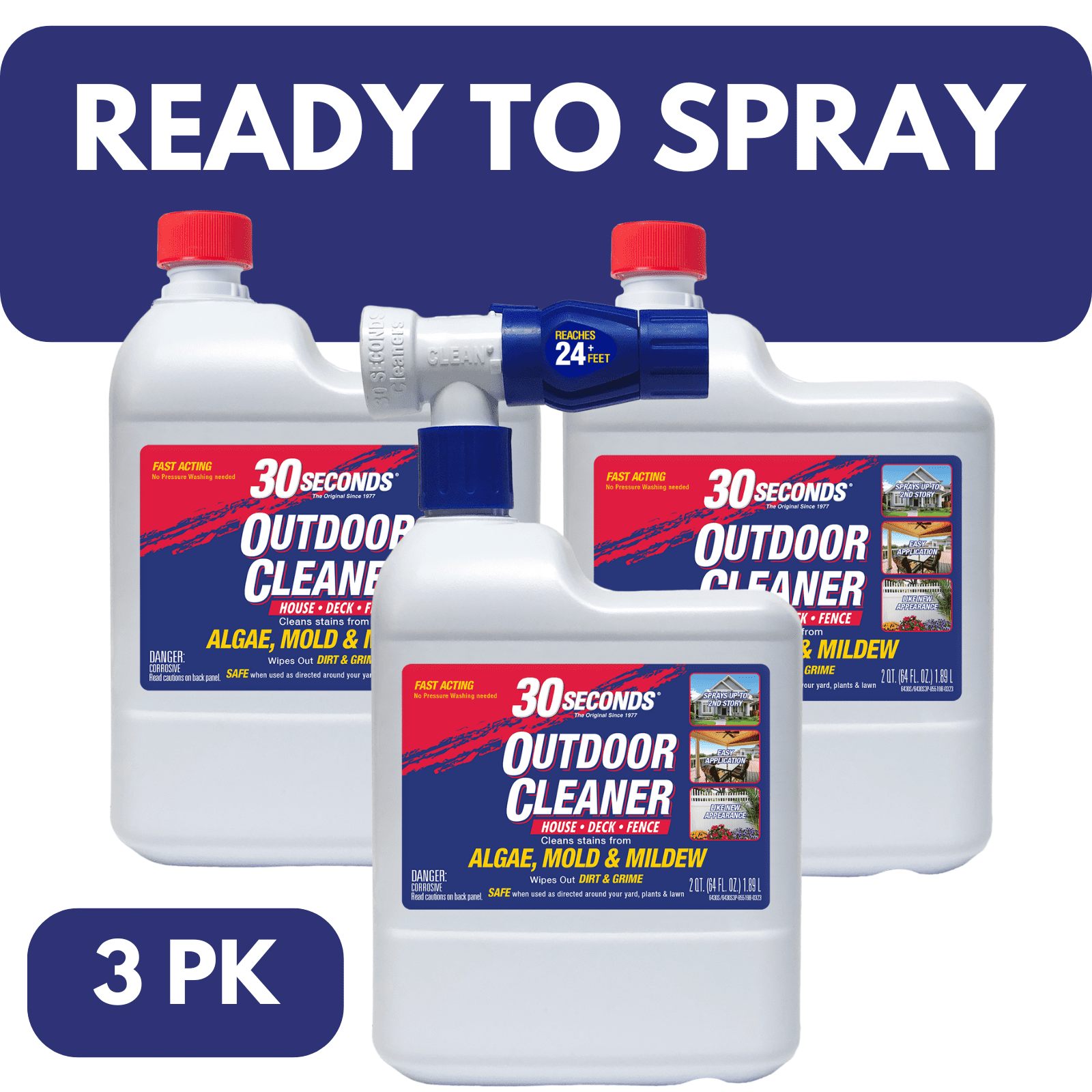 Free Shipping! 30 SECONDS Outdoor Cleaner 64 oz Hose End Spray Pack for ...