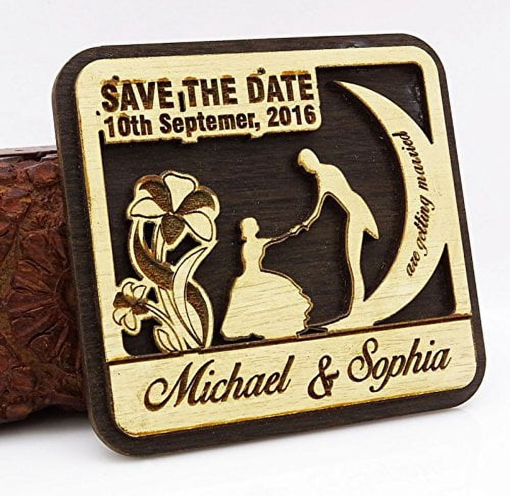 30 Save the Date Wooden Magnet Custom Engraved Wooden Magnet Rustic ...