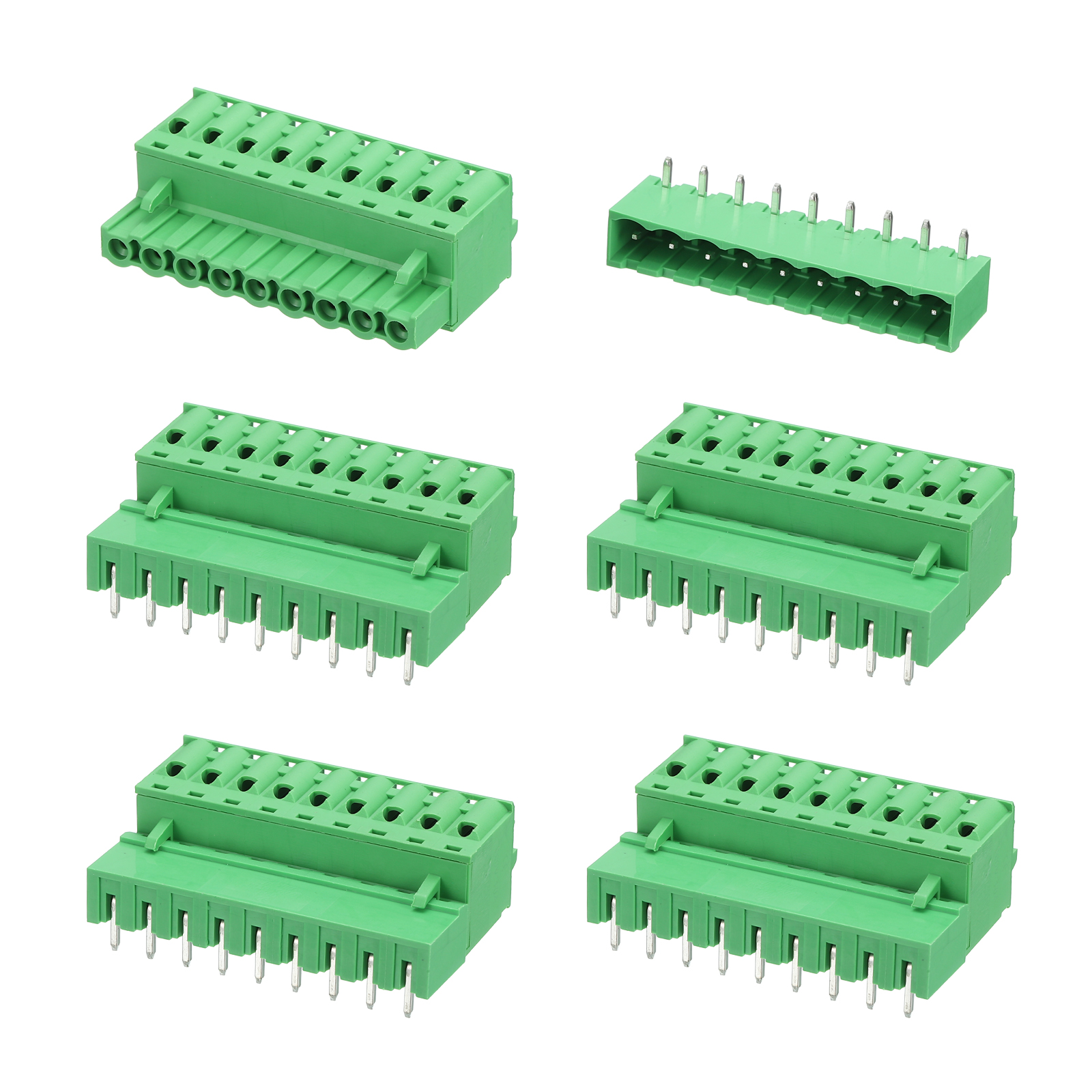 Uxcell 5 Set 9-Pin 5.08mm/0.2" Pitch PCB Mount Screw Terminal Green ...