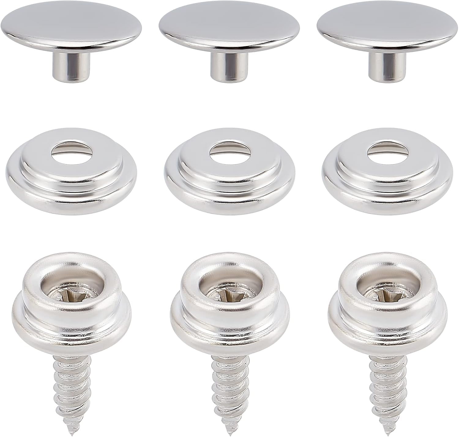 30 Set 30 Sets 5/8" Stainless Steel Marine Grade Snap Button Canvas ...