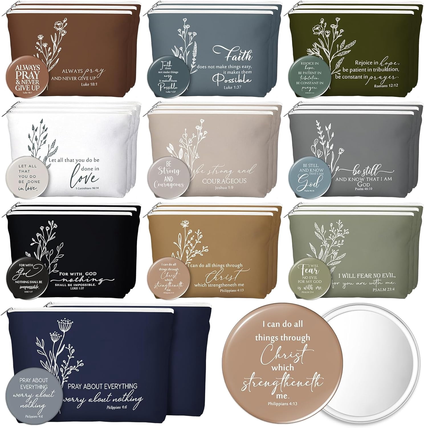 30 Set Christian Gifts for Women include 30 Religious Canvas Makeup ...
