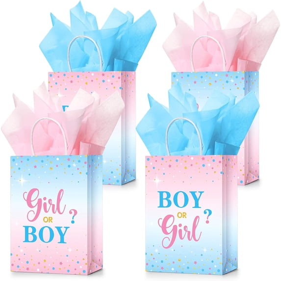 30 Set Gender Reveal Party Gift Bags with Tissue Paper Baby Shower ...