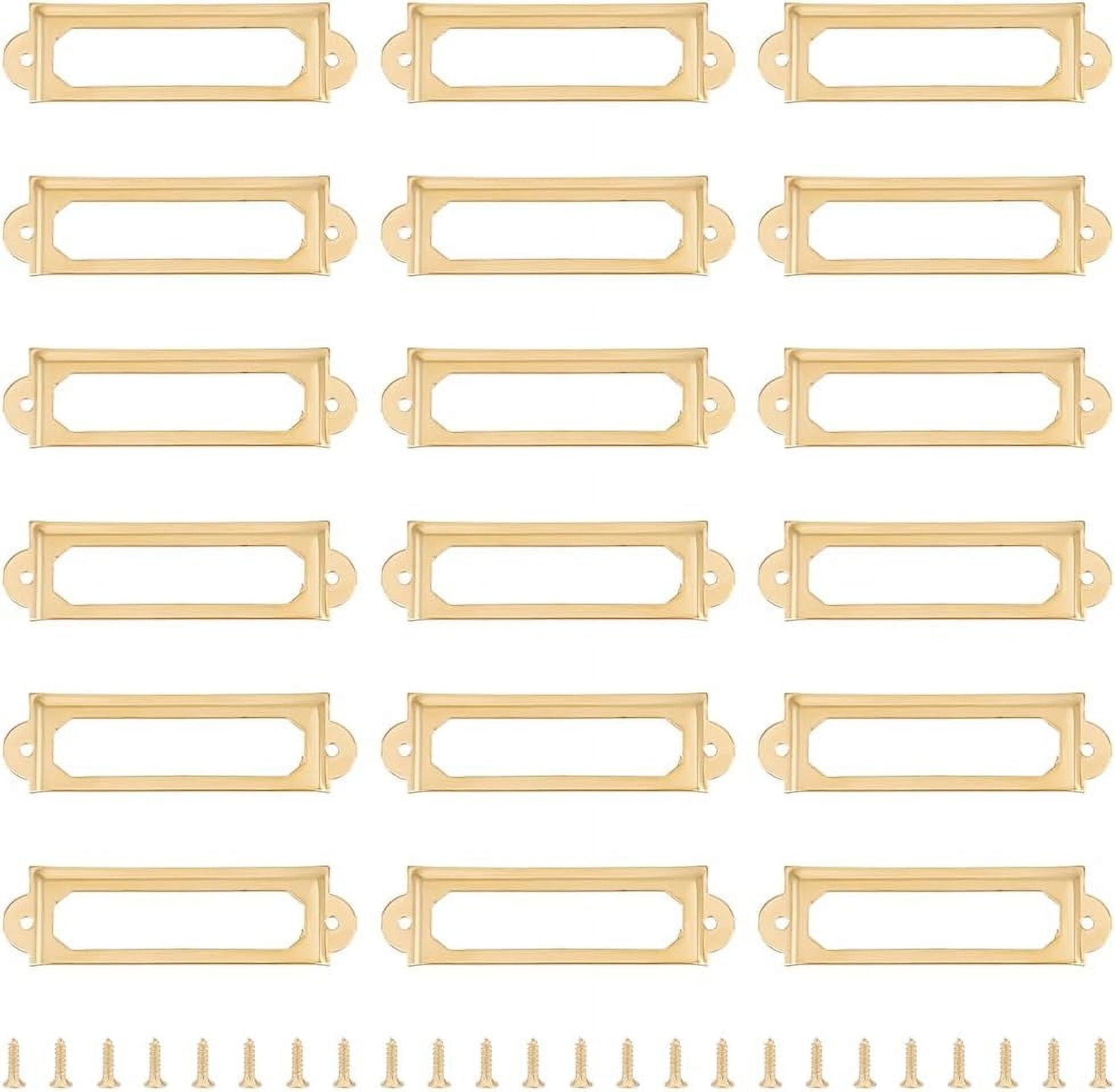30 Sets 0.68" Long Golden Label Holder Rectangle Iron Tag Frame Metal ...