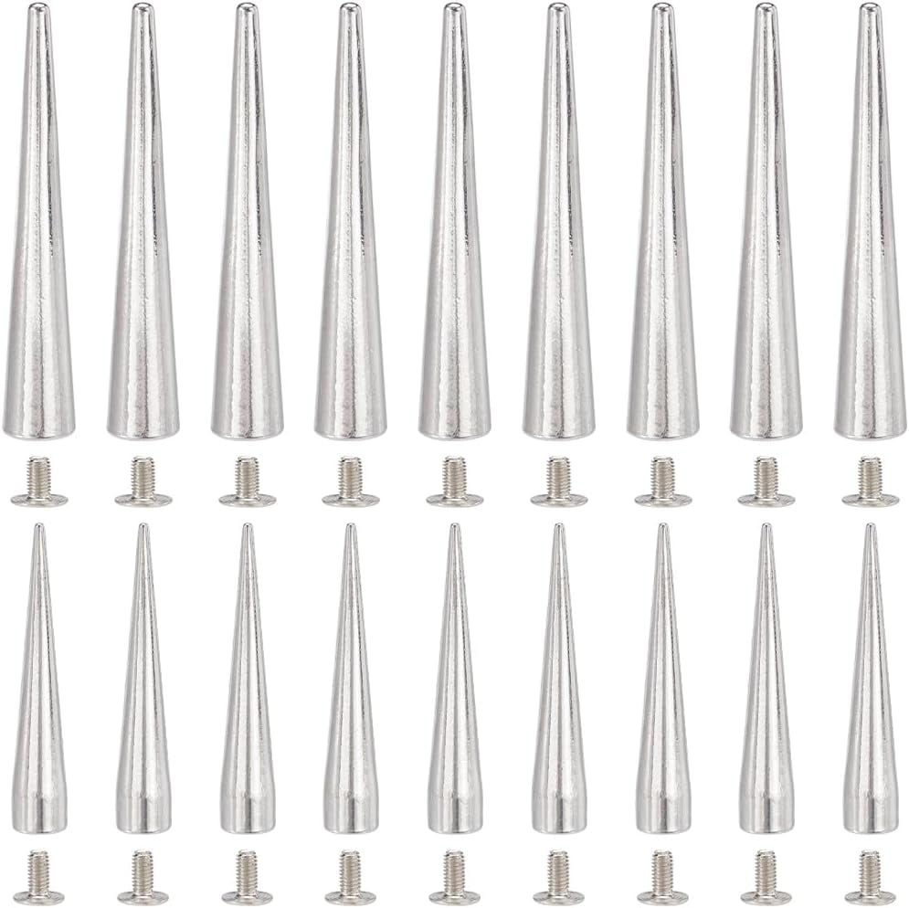 30 Sets 2 Sizes 54mm 38mm Large Silver Spike and Studs Metallic Cone ...