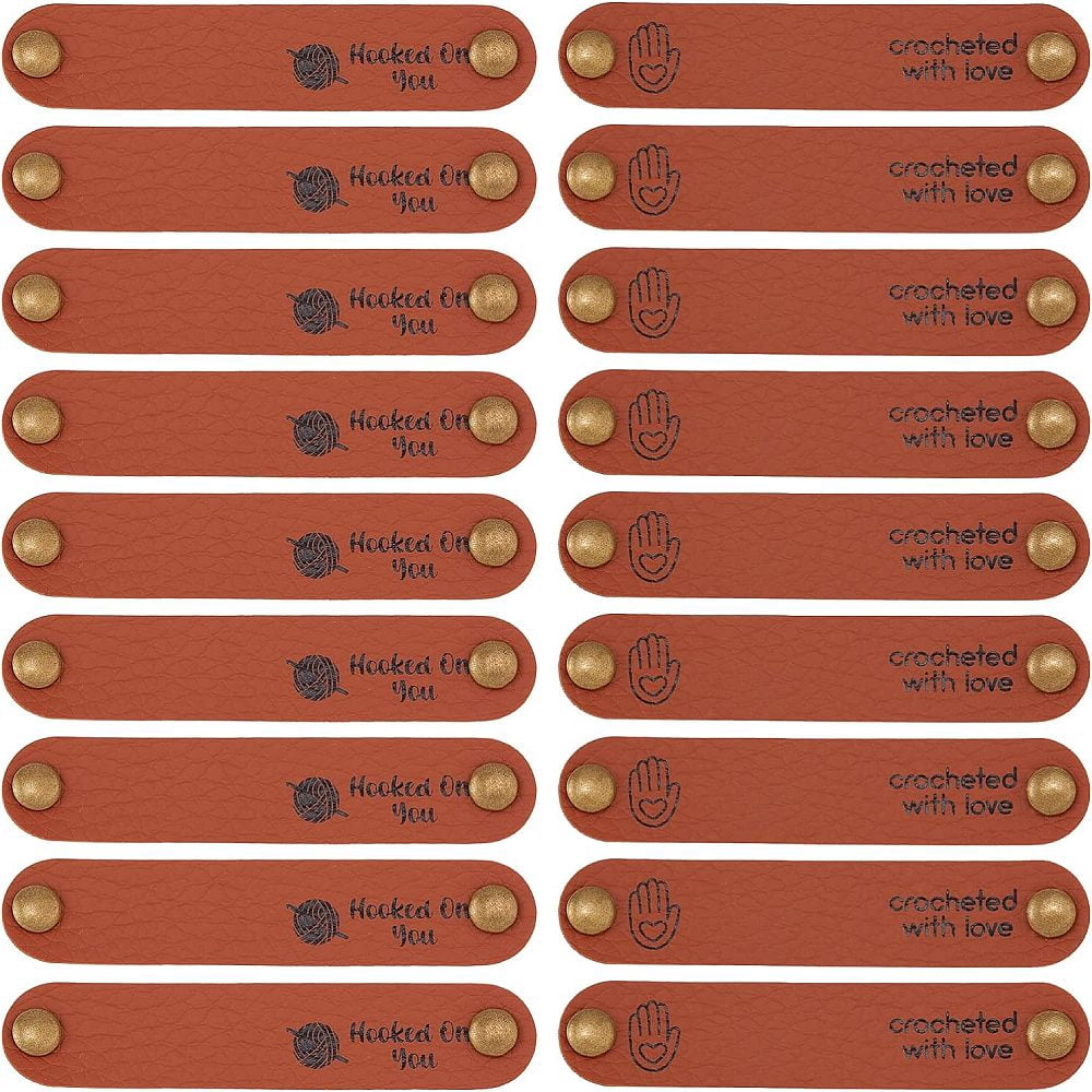 30 Sets 2 Style PU Leather Labels Handmade Embossed Tag with Holes Iron ...