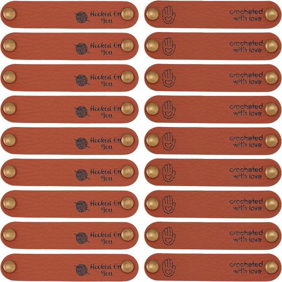 30 Sets 2 Style PU Leather Labels Handmade Embossed Tag with Holes Iron ...