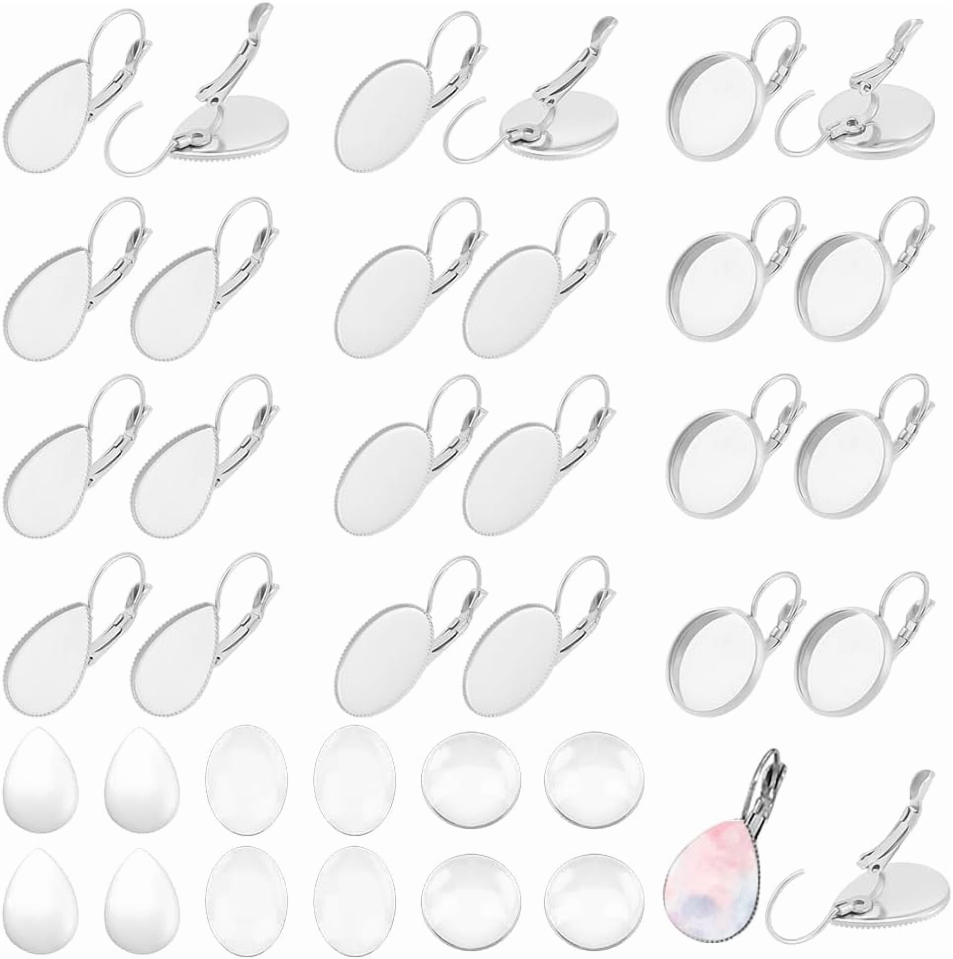 30 Sets 3 Styles Leverback Earring Jewelry Kits DIY Cabochon Earring ...