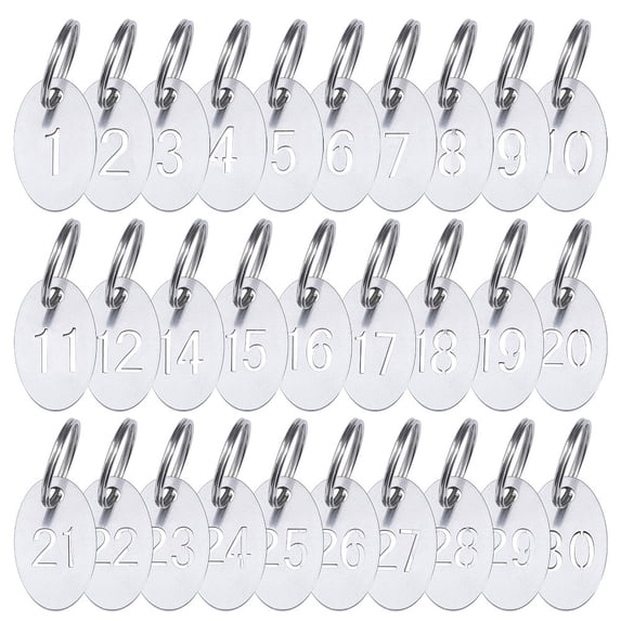 30 Sets 30 Styles Stainless Steel Keychains with Iron Ring Oval with ...