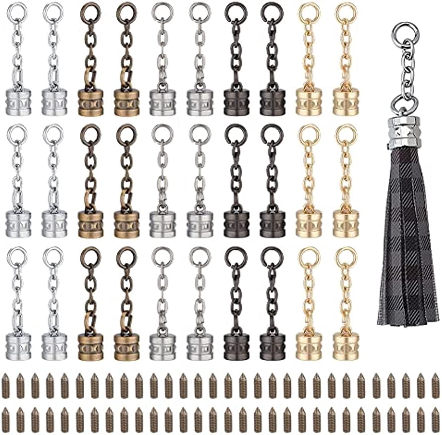 30 Sets 5 Colors Alloy Tassel Cord End Cap Glue-in End Cap Leather Cord ...