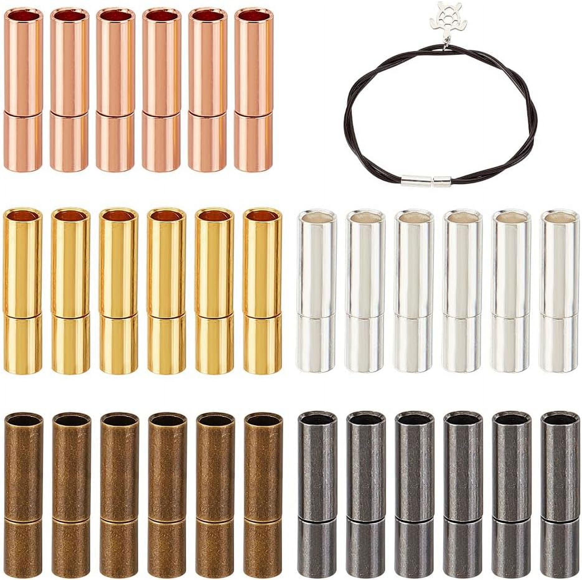 30 Sets 5 Colors Brass Bayonet Clasps Leather Cord Clasps Column Push ...