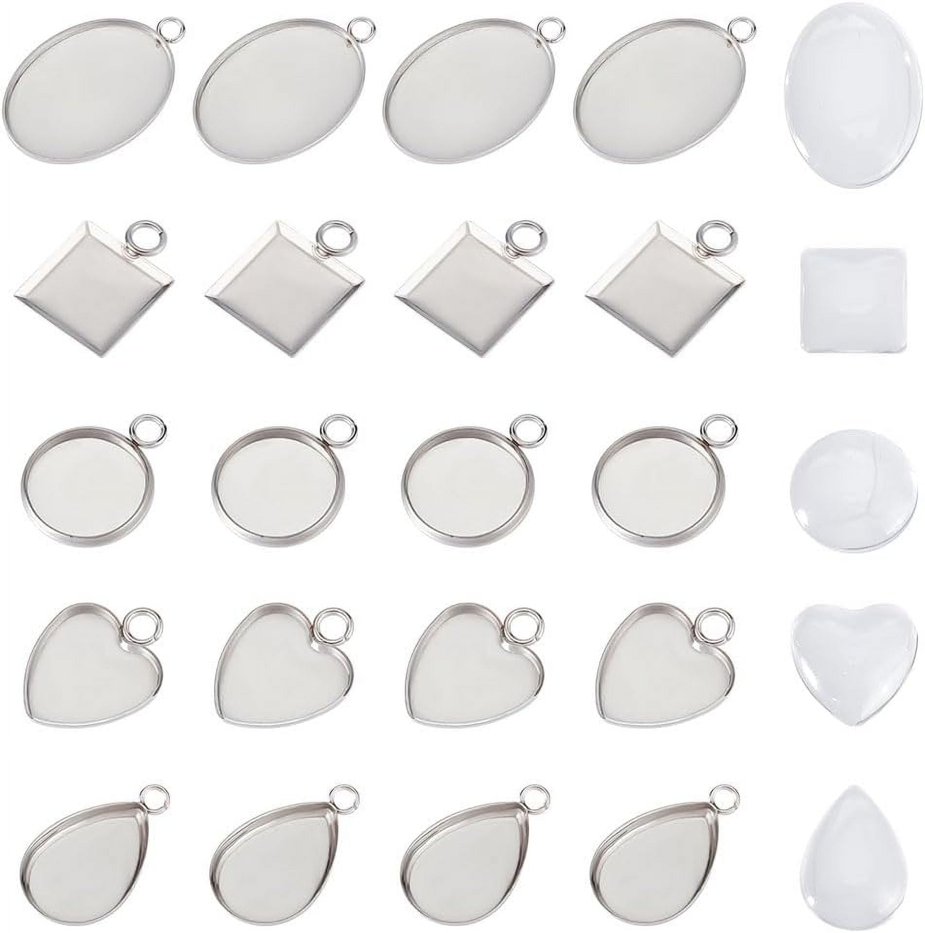 30 Sets 5 Styles Cabochon Pendant Settings 304 Stainless Steel Blank ...