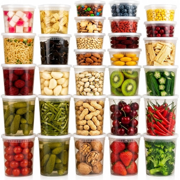 30 Sets (60-) Disposable Storage Containers with , , Leakproof ...