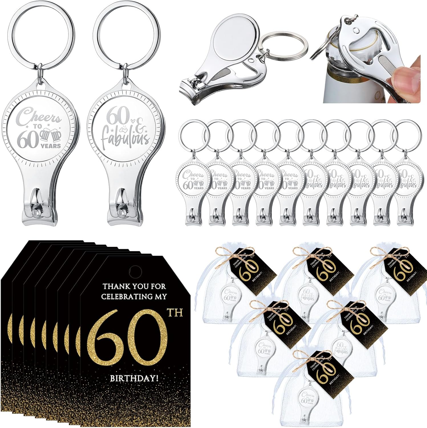 30 Sets 60th Birthday Party Favors for Guests Beer Bottle Opener Nail ...