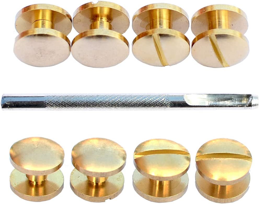 30 Sets Brass Chicago Screws Posts Arc Head Backscrews Binding Rivets ...