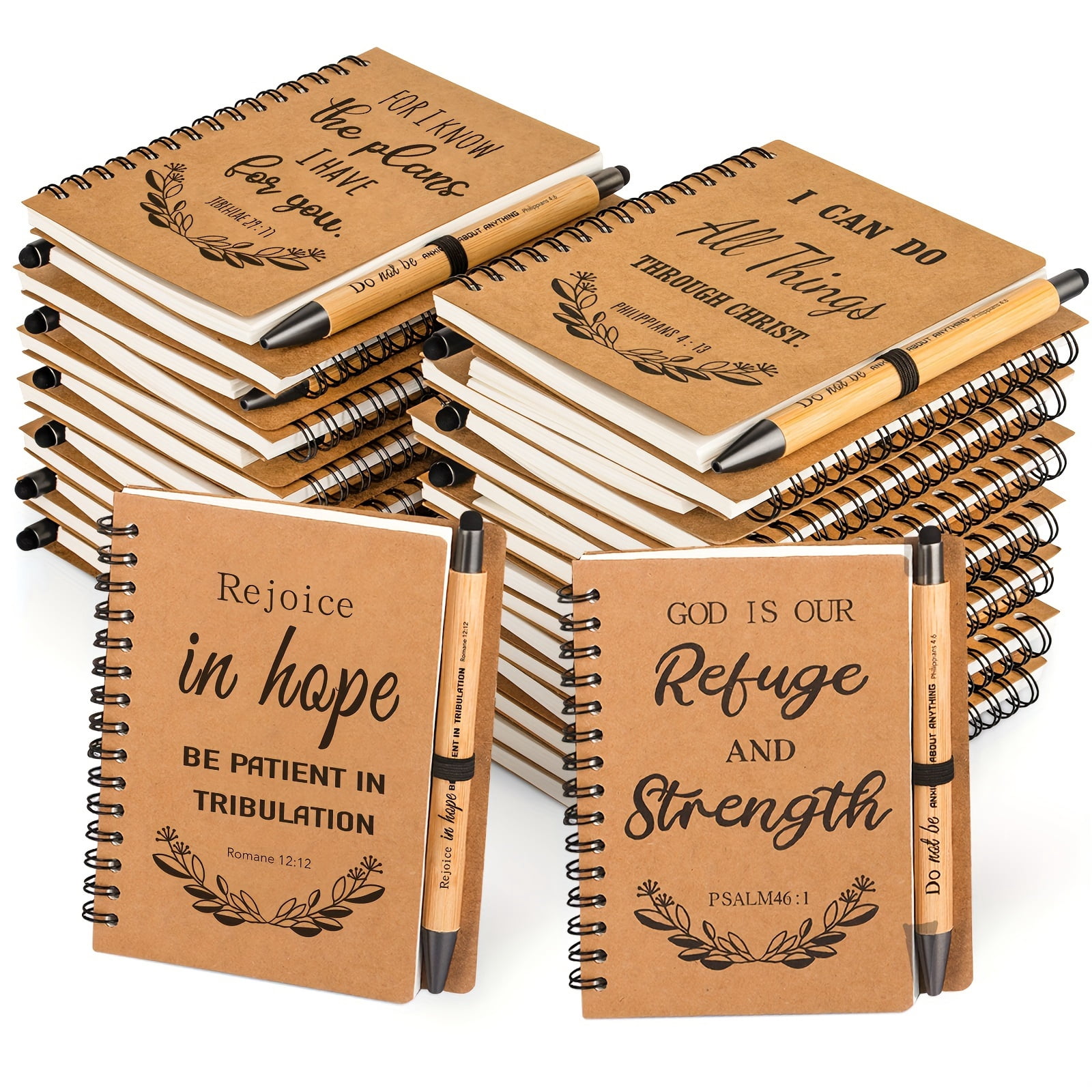 30 Sets Bulk Christian Gifts - Spiral Notebooks With Bamboo Pen ...